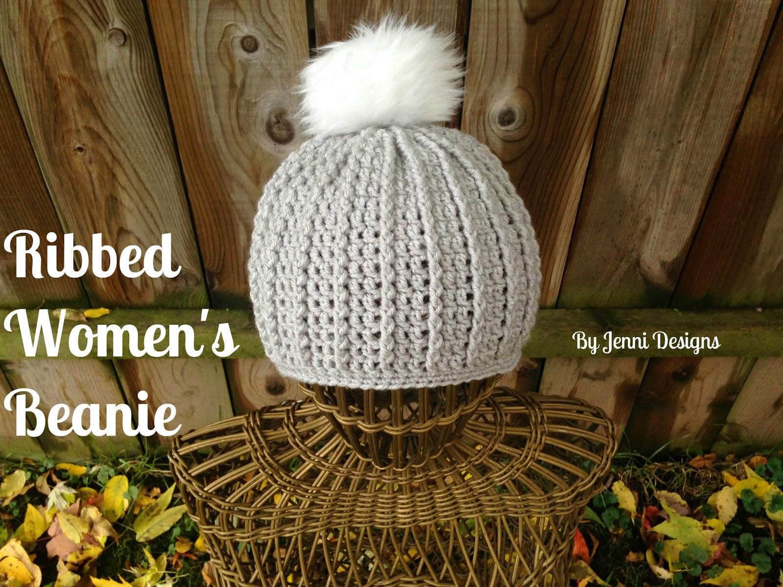 By Jenni Designs Free Crochet Pattern Ribbed Womens Beanie