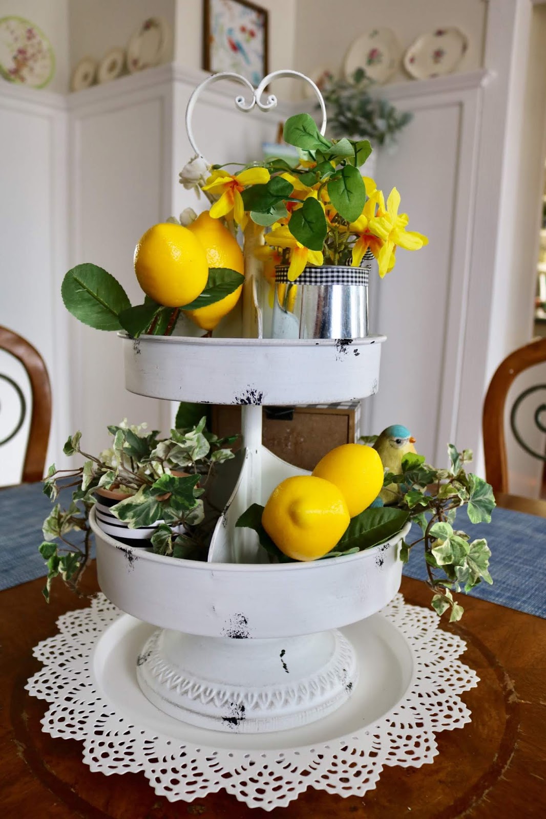 Amys Creative Pursuits How To Decorate A Metal Tier Tray And A Dining