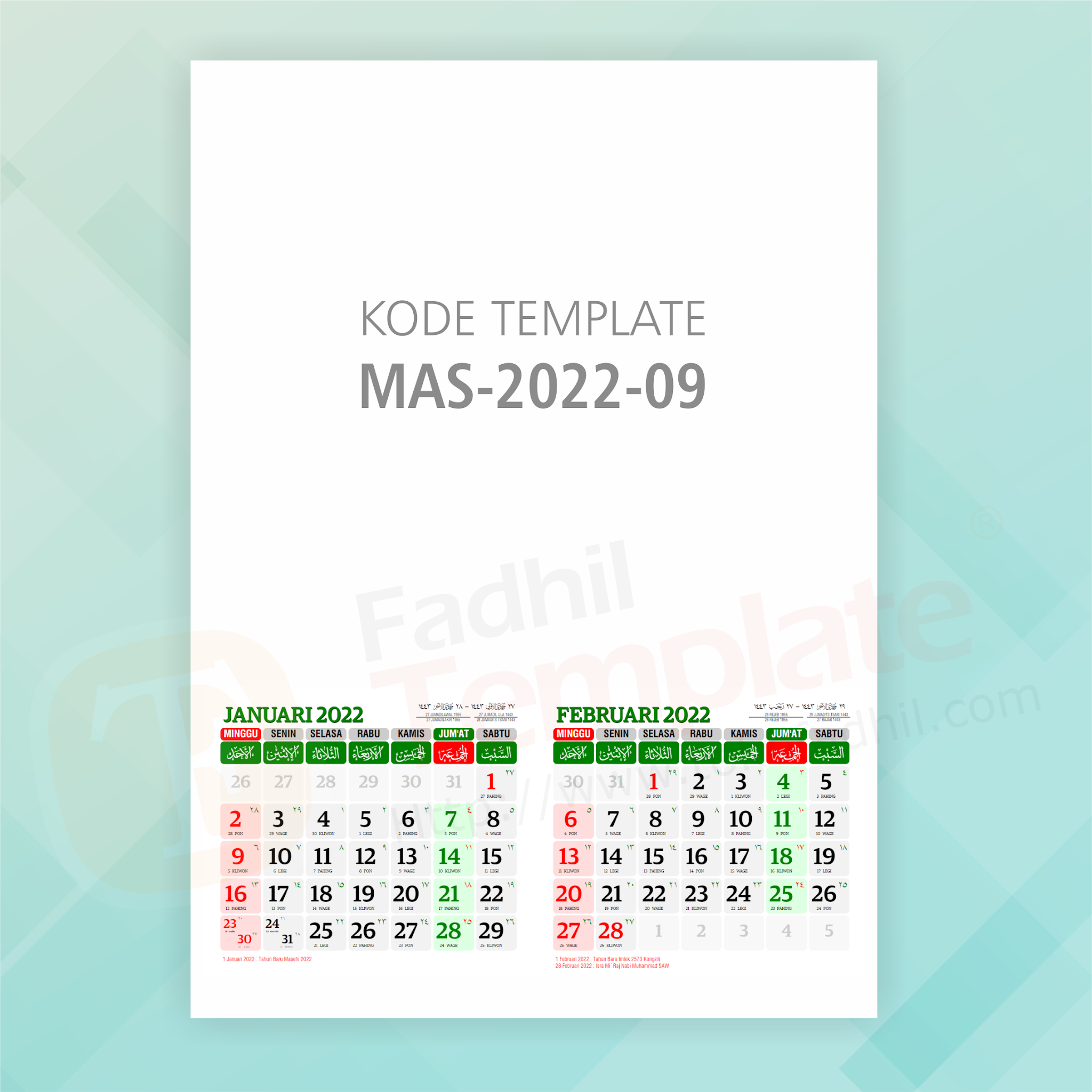 2022 Calendar Templates Free Desain Kalender Keren