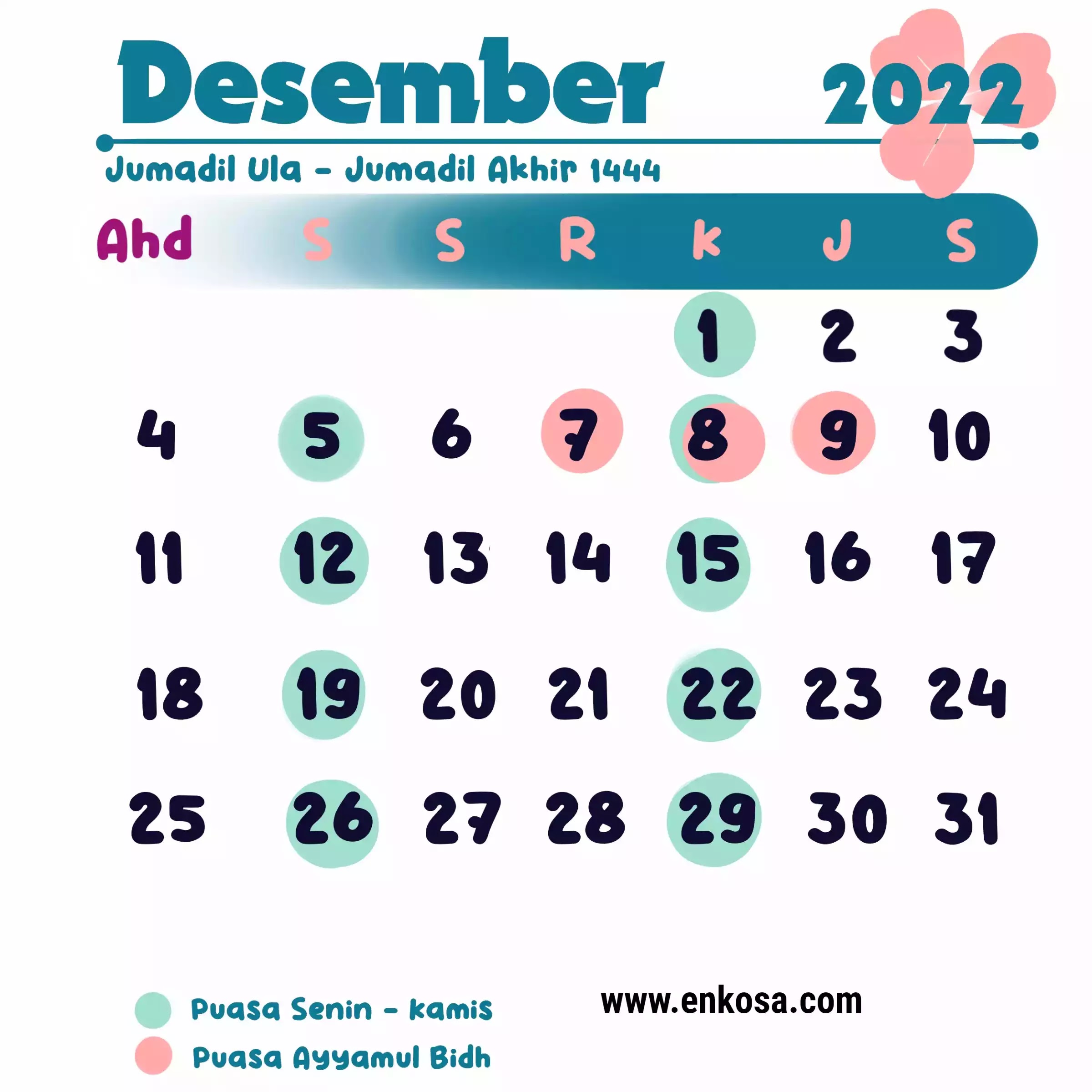 Kalender Hijriah Bulan Desember 2022 Lengkap Jadwal Puasa