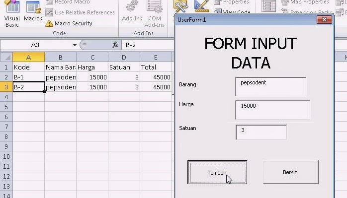 Membuat Form Input Data Dengan Vba Macro Pada Excel Bag 2 Menggunakan