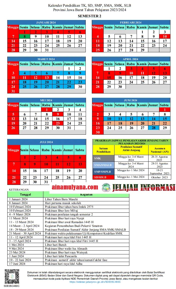 Kalender Pendidikan Jawa Barat Tahun Pelajaran 20232024 Jelajah
