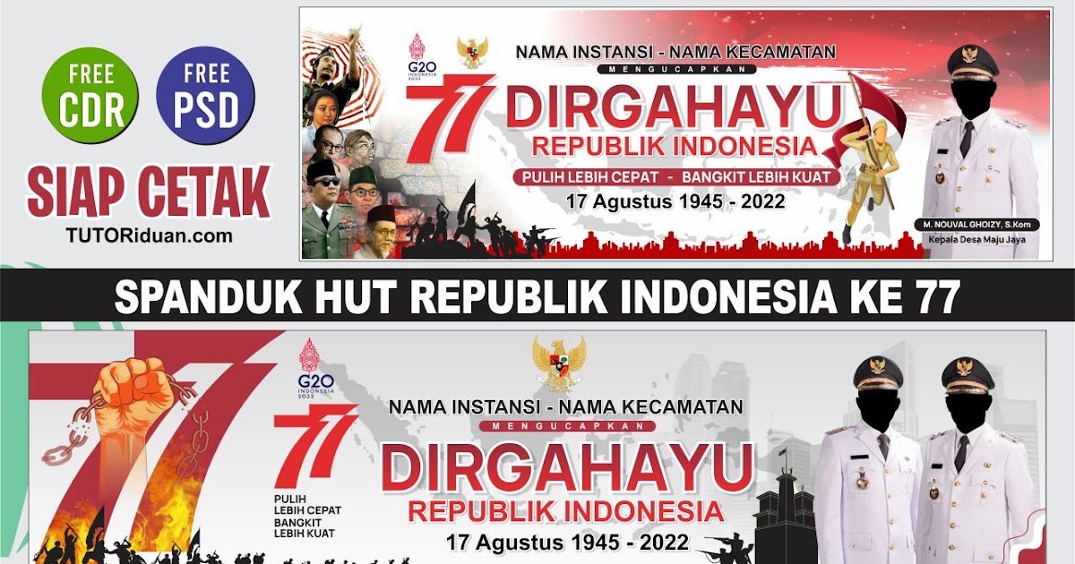 Desain Spanduk Banner Hut Ri 77 2022 Coreldraw Photoshop Free Cdr