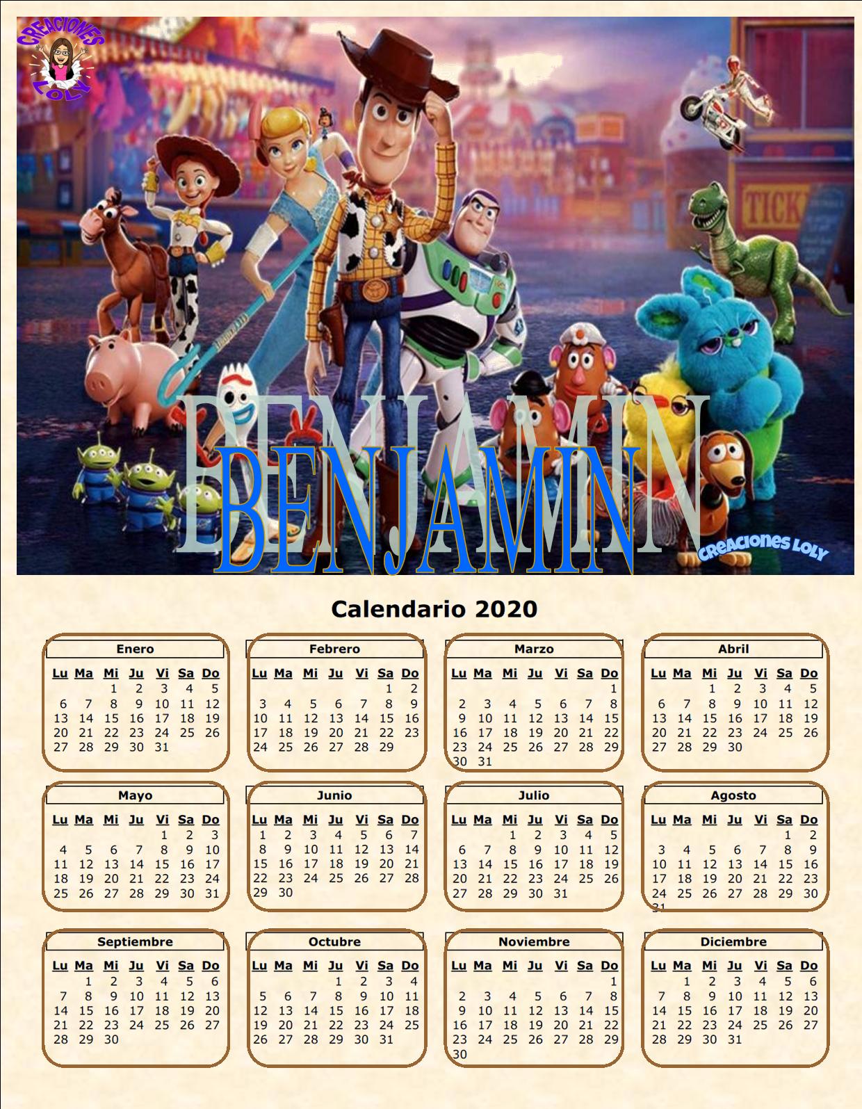 Creaciones Loly Almanaque Calendario Español 2020 Toy Story