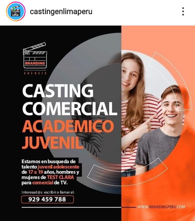 Casting Call PerÚ Se Buscan JÓvenes Hombres Mujeres De 17 A 19 Años