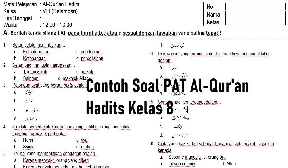 Contoh Contoh Soal Quran Hadits Kelas Viii Semester 2 Images And Porn