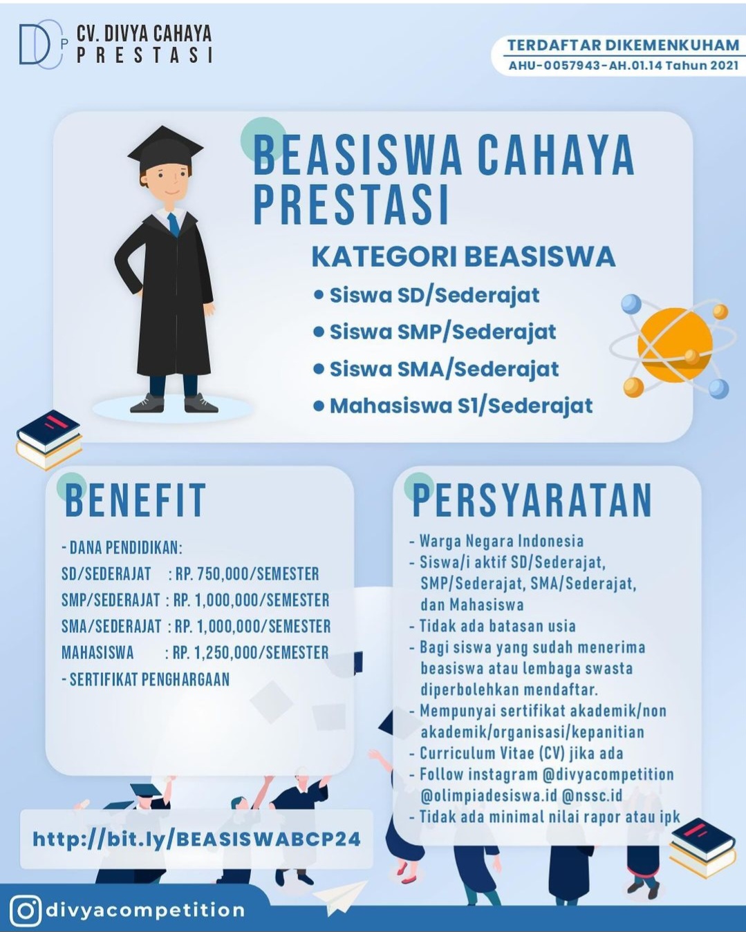 Pendaftaran Beasiswa Cahaya Prestasi Untuk Sdsmpsmamahasiswa