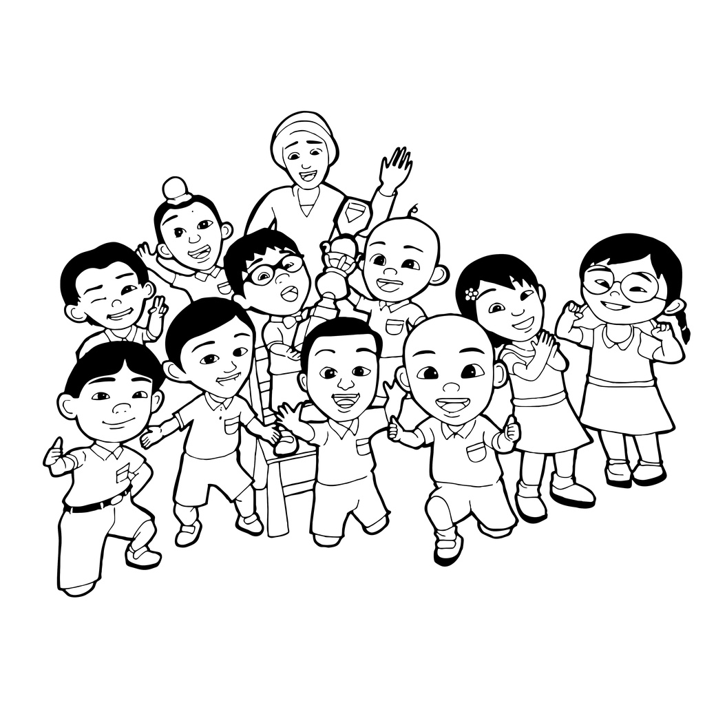 Mewarnai Gambar Upin Ipin Hitam Putih Untuk Diwarnai Freewaremini