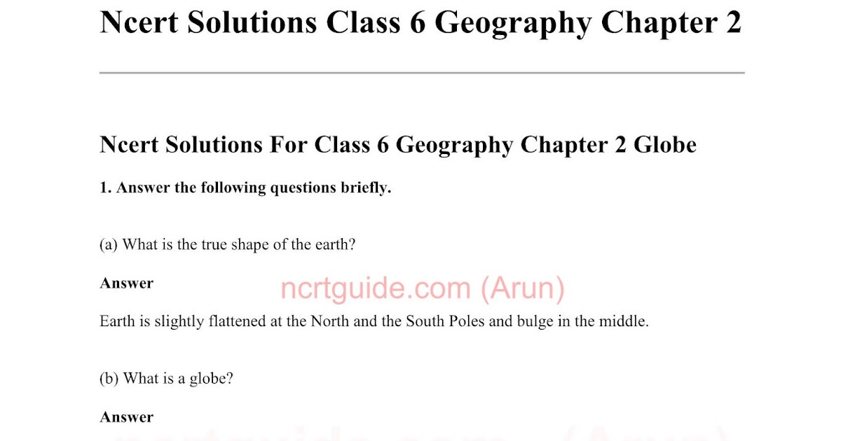 Chapter 2 Globe Latitudes And Longitudes Geography Class 6 Ncert