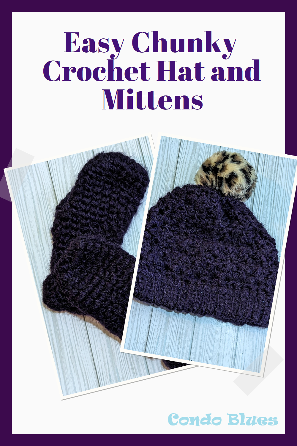 Condo Blues Easy Beginner Womens Hat And Mittens Crochet Patterns