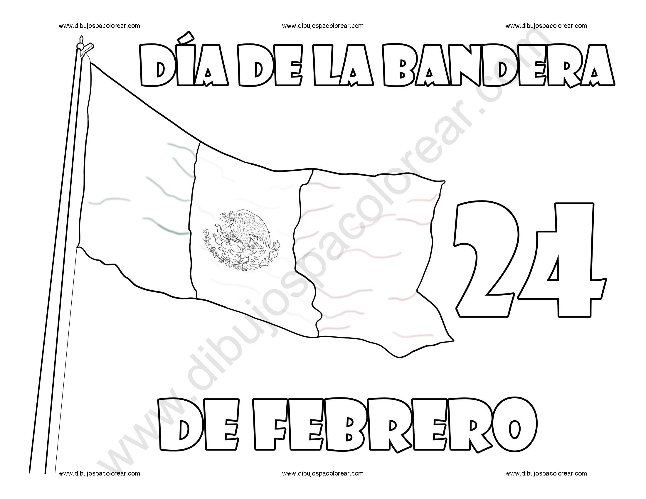 Dia De La Bandera De México Dibujo A Color Y Para Colorear