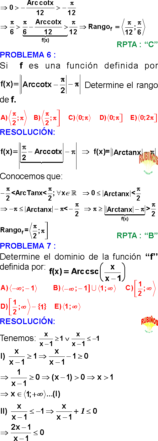 FunciÓn Arco Cotangente Ejercicios Resueltos De Dominio Rango Y GrÁfica Pdf