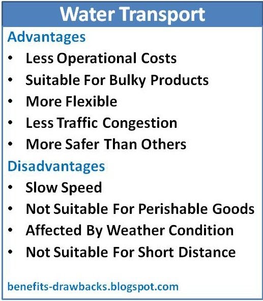 Advantages And Disadvantages Of Water Transport Benefits Drawbacks