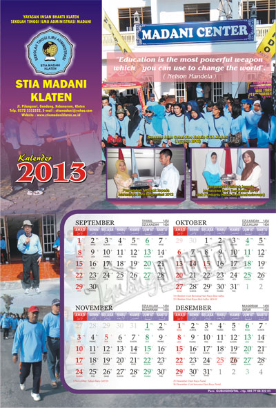 58 Desain Kalender Satu Lembar