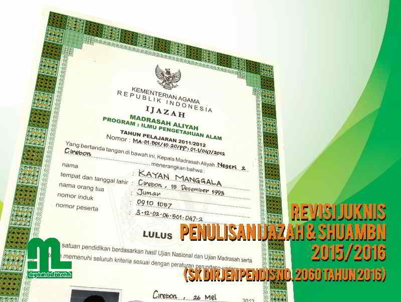 Revisi Juknis Penulisan Ijazah Dan Shuambn Madrasah 20202020 Blog