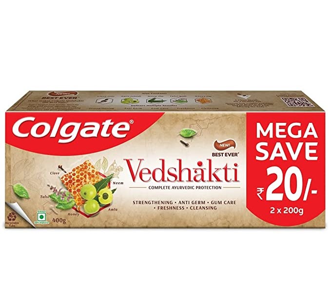 Colgate Swarna Vedshakti 400g 200g X 2 Pack Of 2 Ayurvedic Cavity