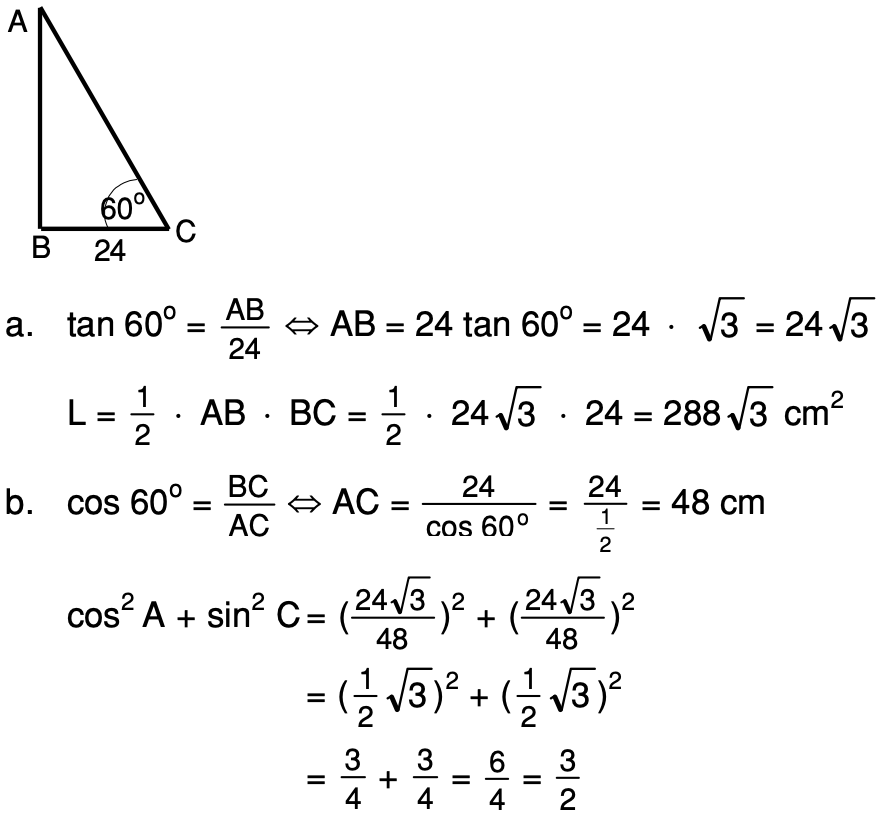 Diketahui Segitiga Abc Siku Siku Di B Jika ∠c 60° Dan Bc 24 Cm