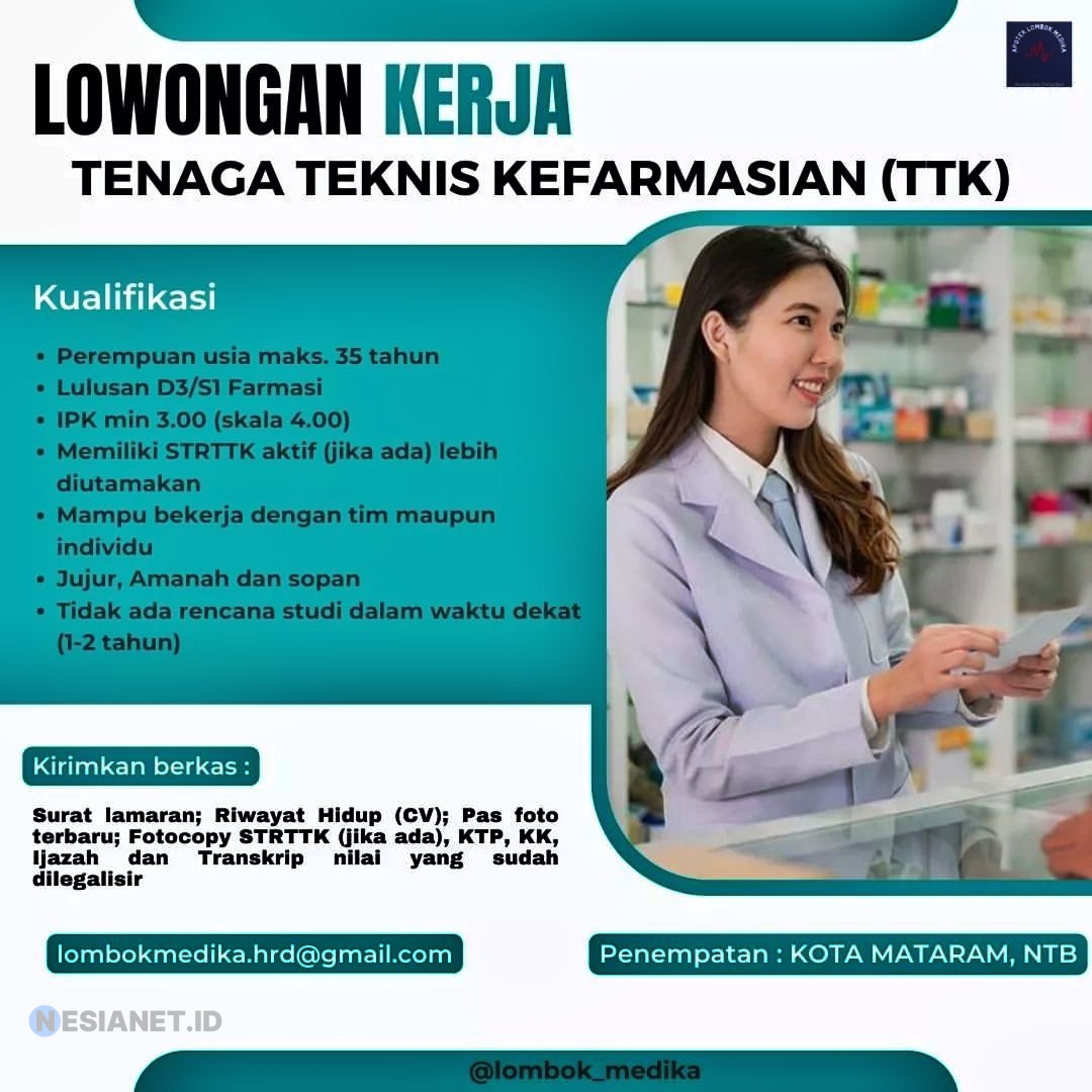 Loker Tenaga Teknis Kefarmasian Asisten Tenaga Teknis