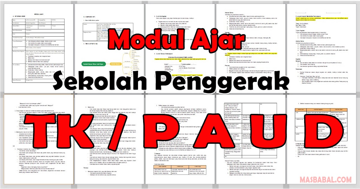 Download Modul Ajar Paud Sekolah Penggerak Merdeka Belajar Tahun 2022