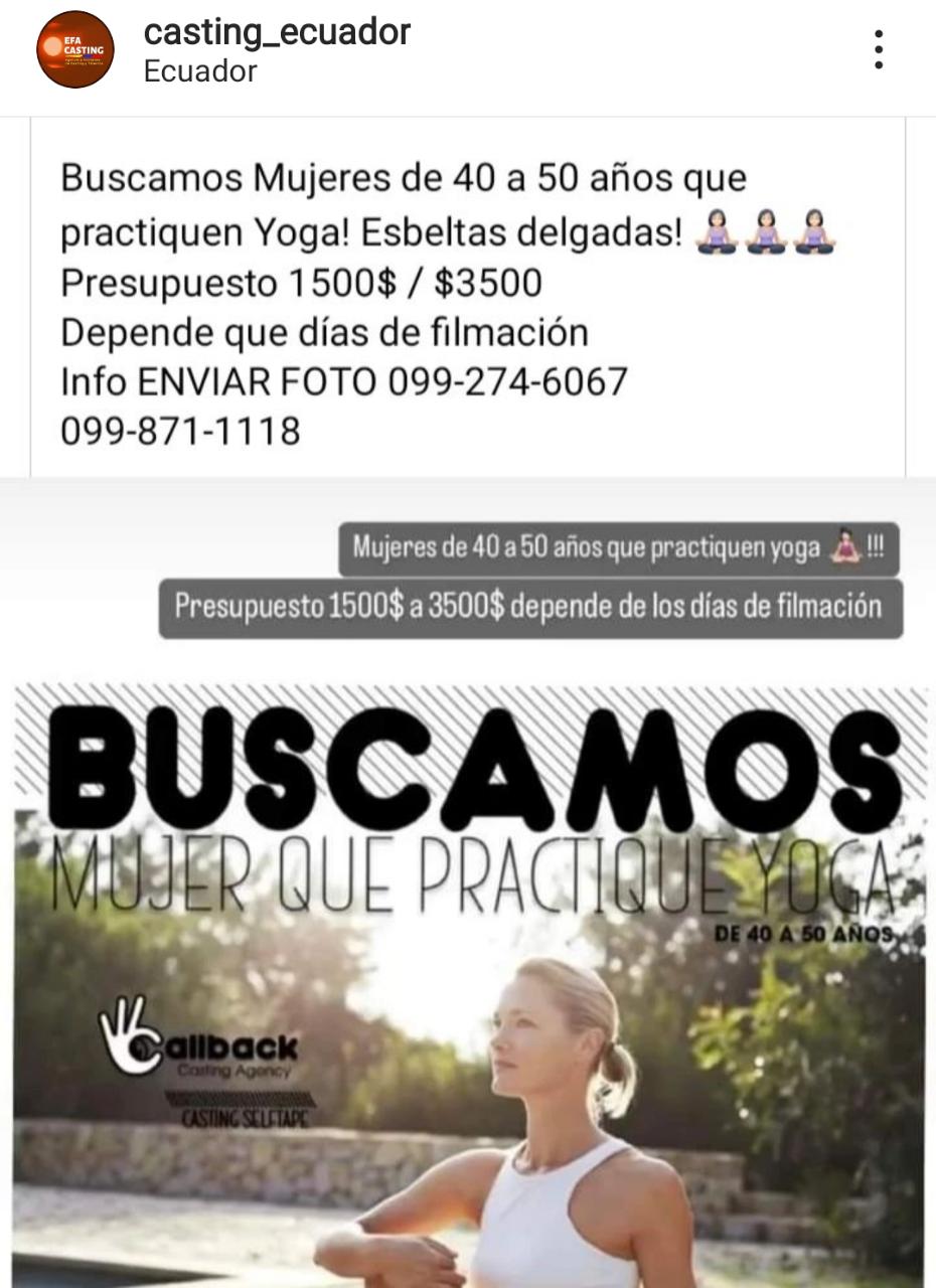 Casting Call Ecuador Se Buscan Mujeres De 40 A 50 Años Que Practiquen