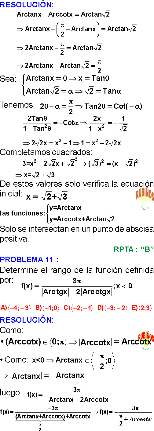 FunciÓn Arco Cotangente Ejercicios Resueltos De Dominio Rango Y GrÁfica Pdf