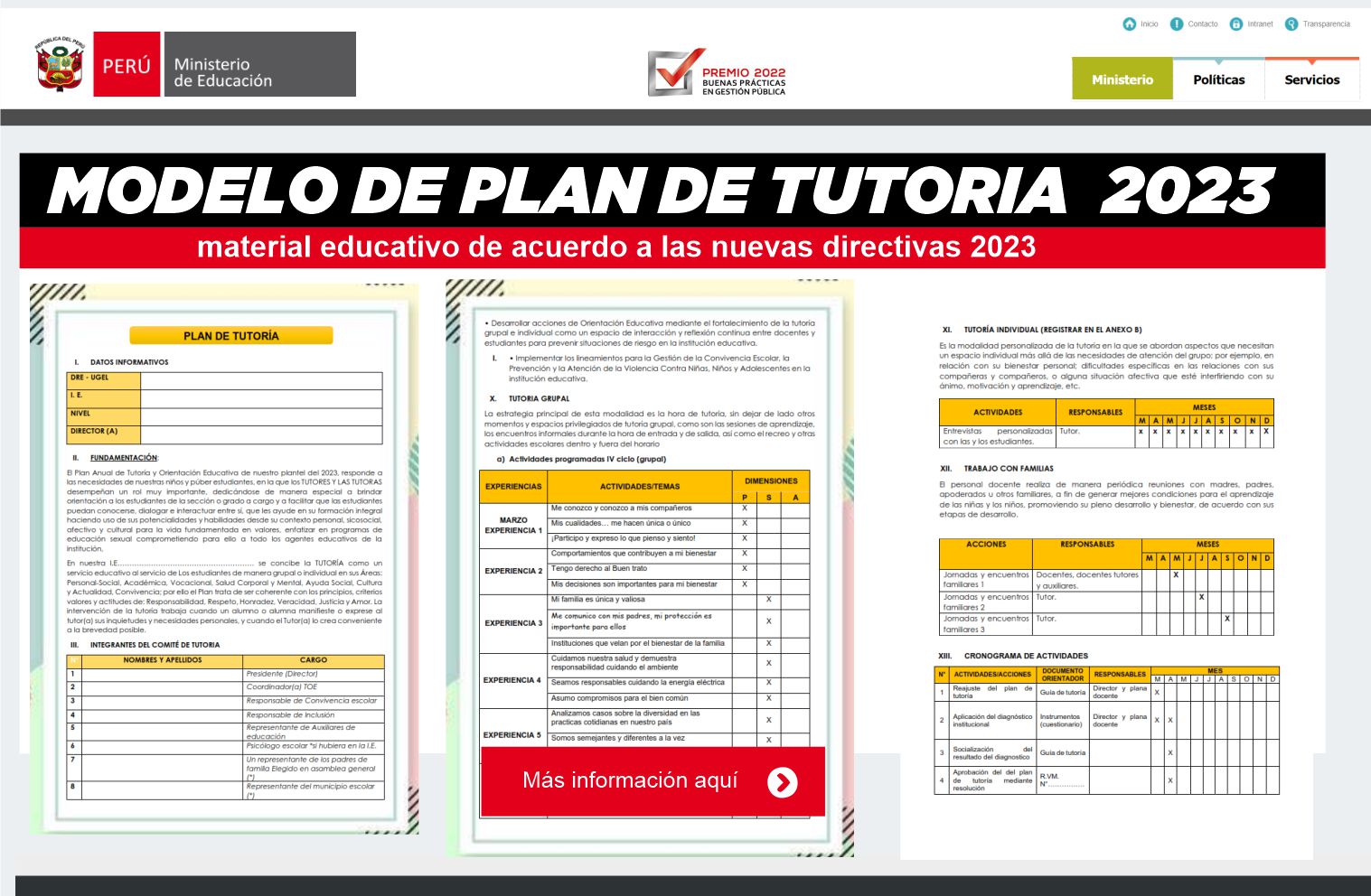 Importante Modelo De Plan De Tutoría 2023 ~ Ministerio De Educación