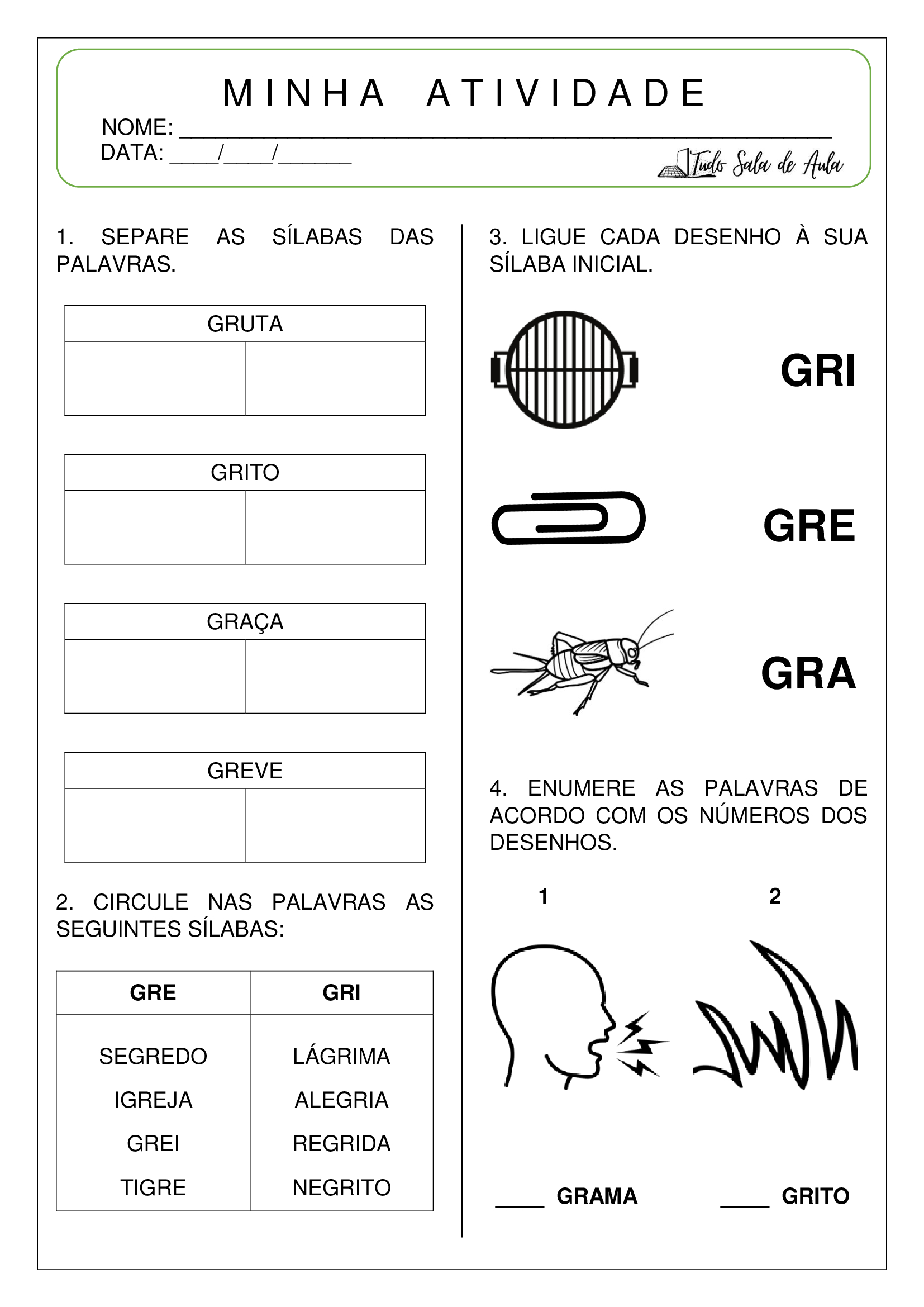 Atividade De Silabas Complexas Braincp