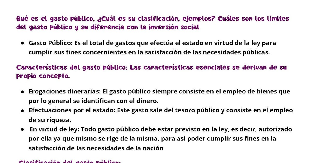 D Qué Es El Gasto Público ¿cuál Es Su Clasificación Cuáles Son Los