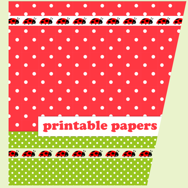 Free Digital Polka Dot Scrapbooking Papers With Ladybug Border