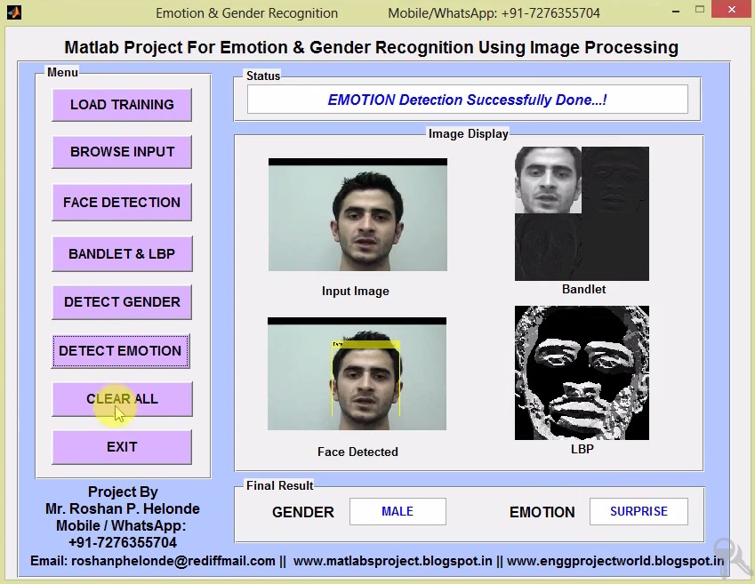 Matlab Project For Emotion And Gender Recognition Using Image