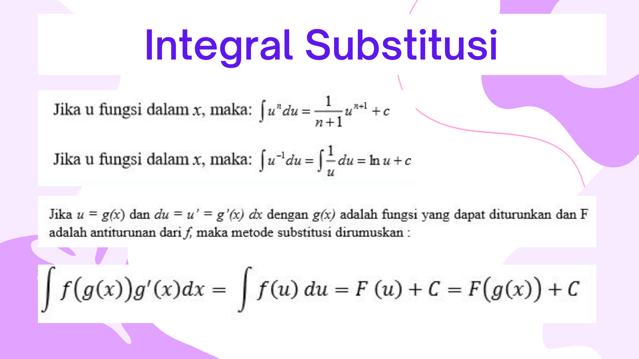 Integral Tak Tentu Fungsi Aljabar Matematika Kelas Xi