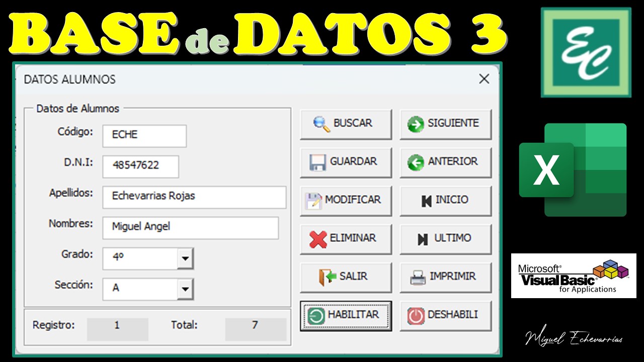 Cómo Hacer Una Base De Datos En Excel Con Macros Vba Parte 03 Botón