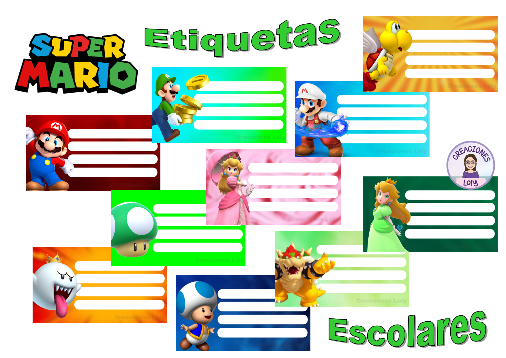 Etiquetas Escolares Imprimibles Mario Bros Etiquetas