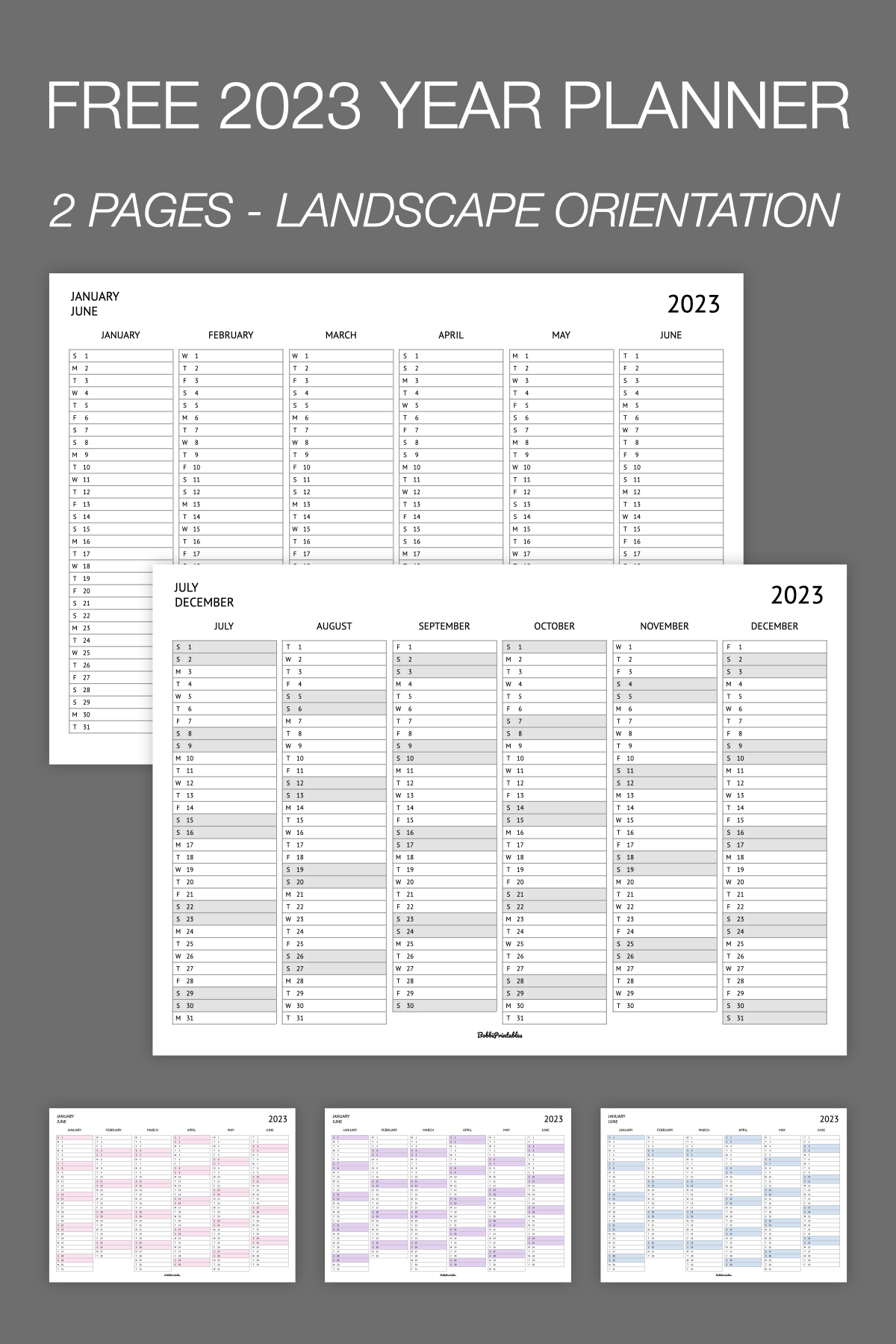 Free 2023 Year Planner Printable Digital Insert 2 Pages Landscape