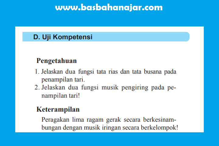 Kunci Jawaban Seni Budaya Kelas 7 Halaman 191 Uji Kompetensi Bab 14