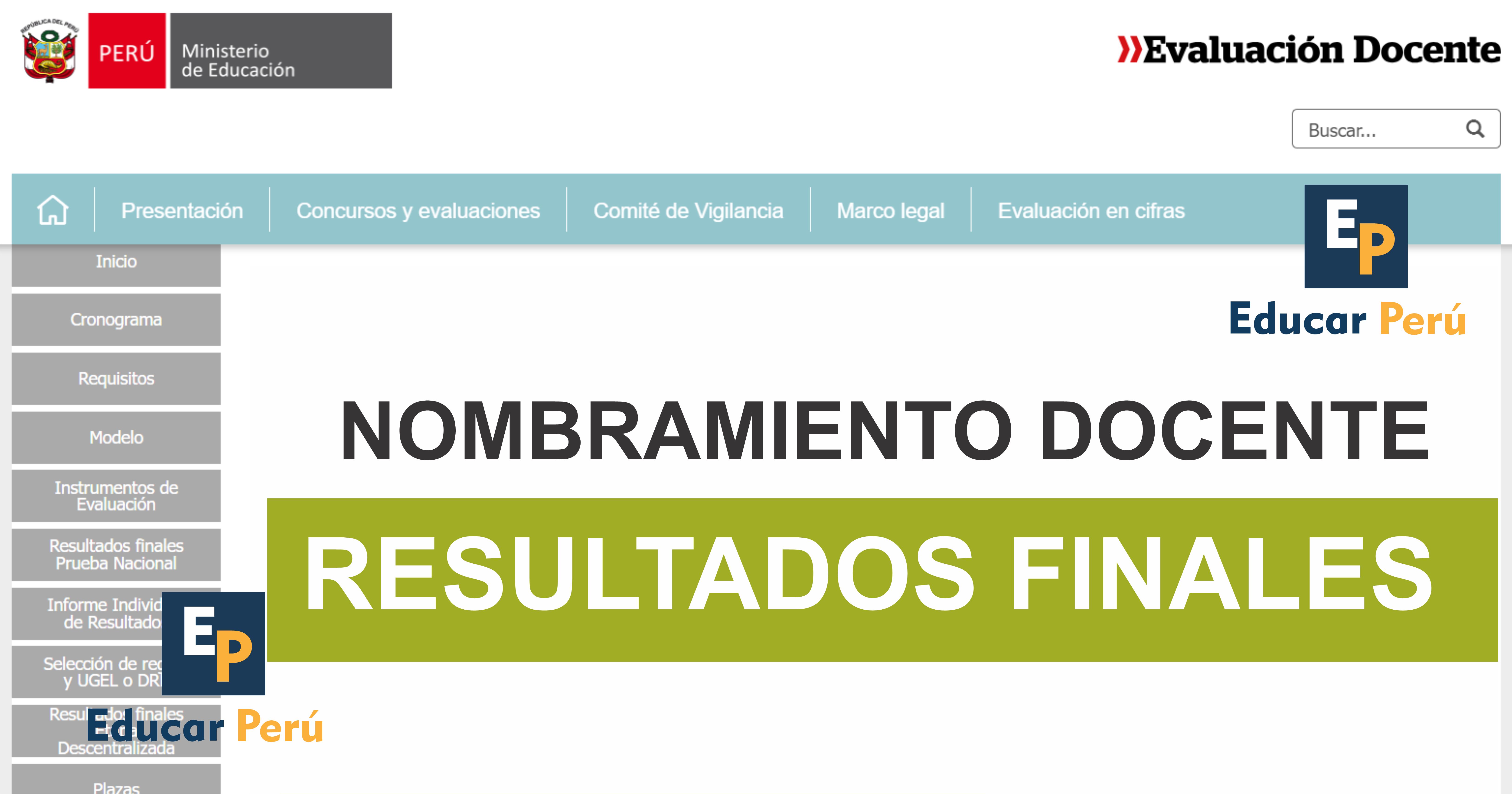 Resultados De Nombramiento Docente 2023 ~ Educar Perú