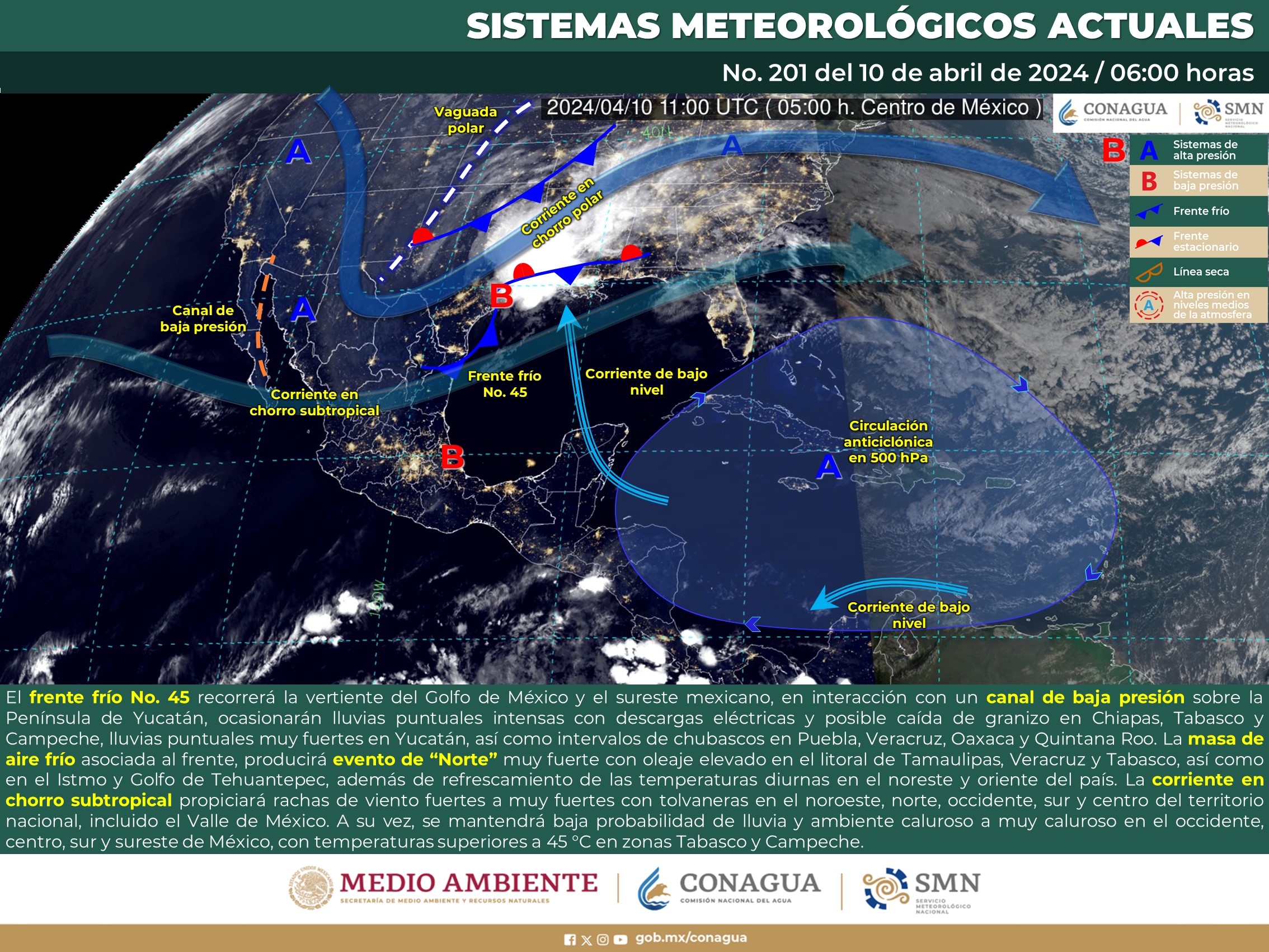 El Frente Frío No 45 Y Su Masa De Aire Frío Ocasionarán Lluvias Muy