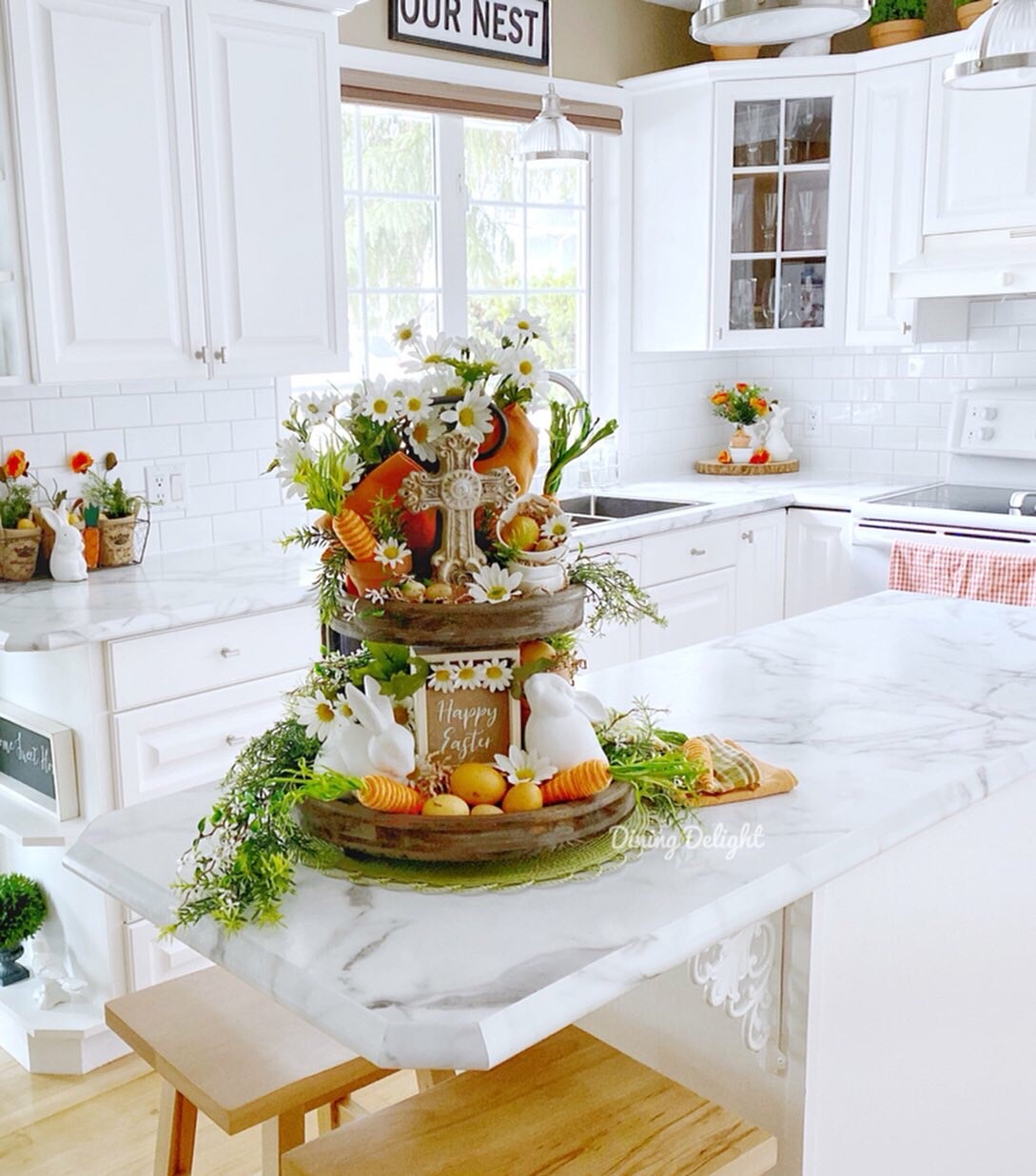 Dining Delight Easter Tiered Tray With Bunnies And Carrots