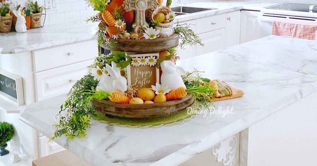 Dining Delight Easter Tiered Tray With Bunnies And Carrots