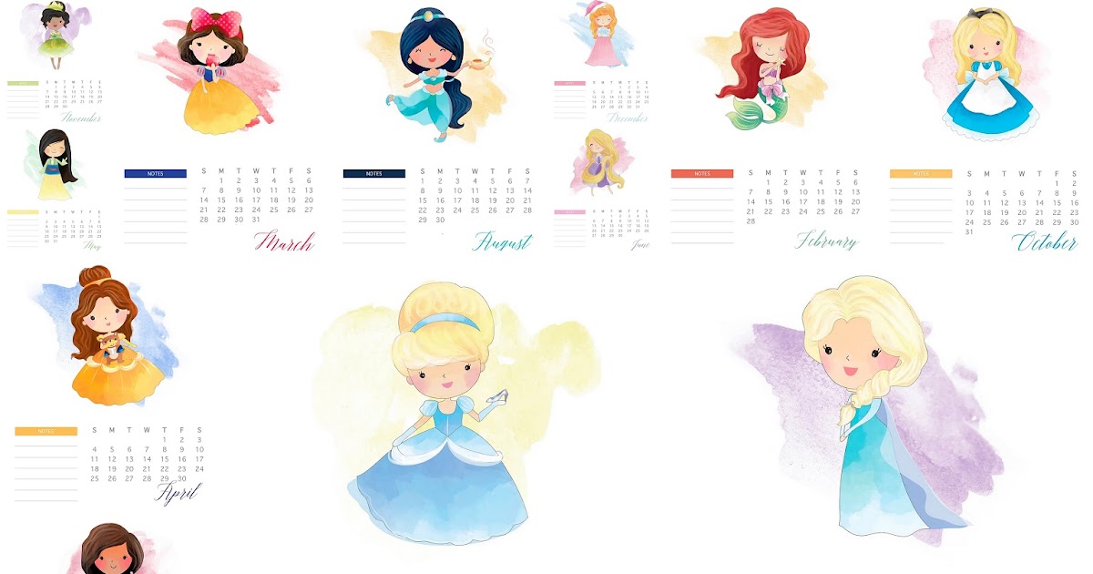 Disney Princess Free Printable 2021 Calendar Oh My Fiesta In English