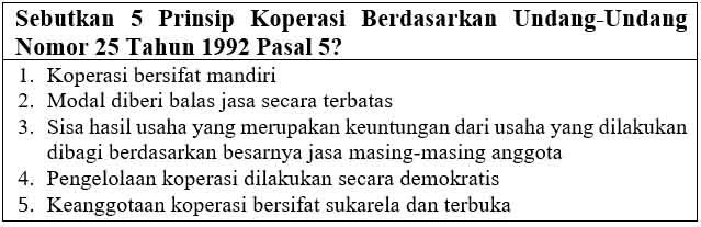 Sebutkan 5 Prinsip Koperasi Berdasarkan Undang Undang Nomor 25 Tahun