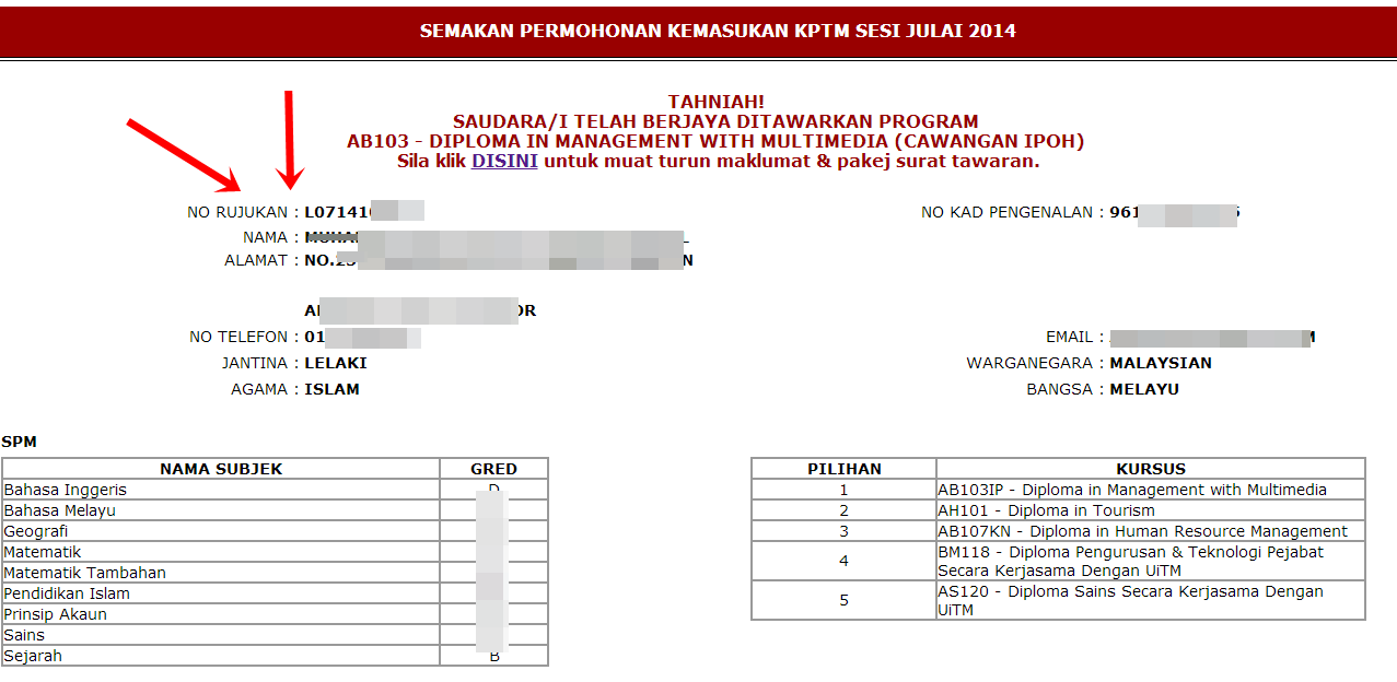 Kolej Poly Tech Mara Nombor Rujukan Surat Tawaran Ke Kolej Poly Tech