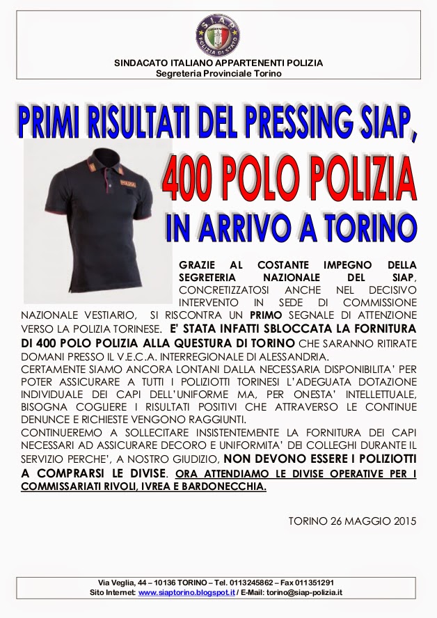 Siap Segreteria Provinciale Torino Uniformi Primi Risultati Del