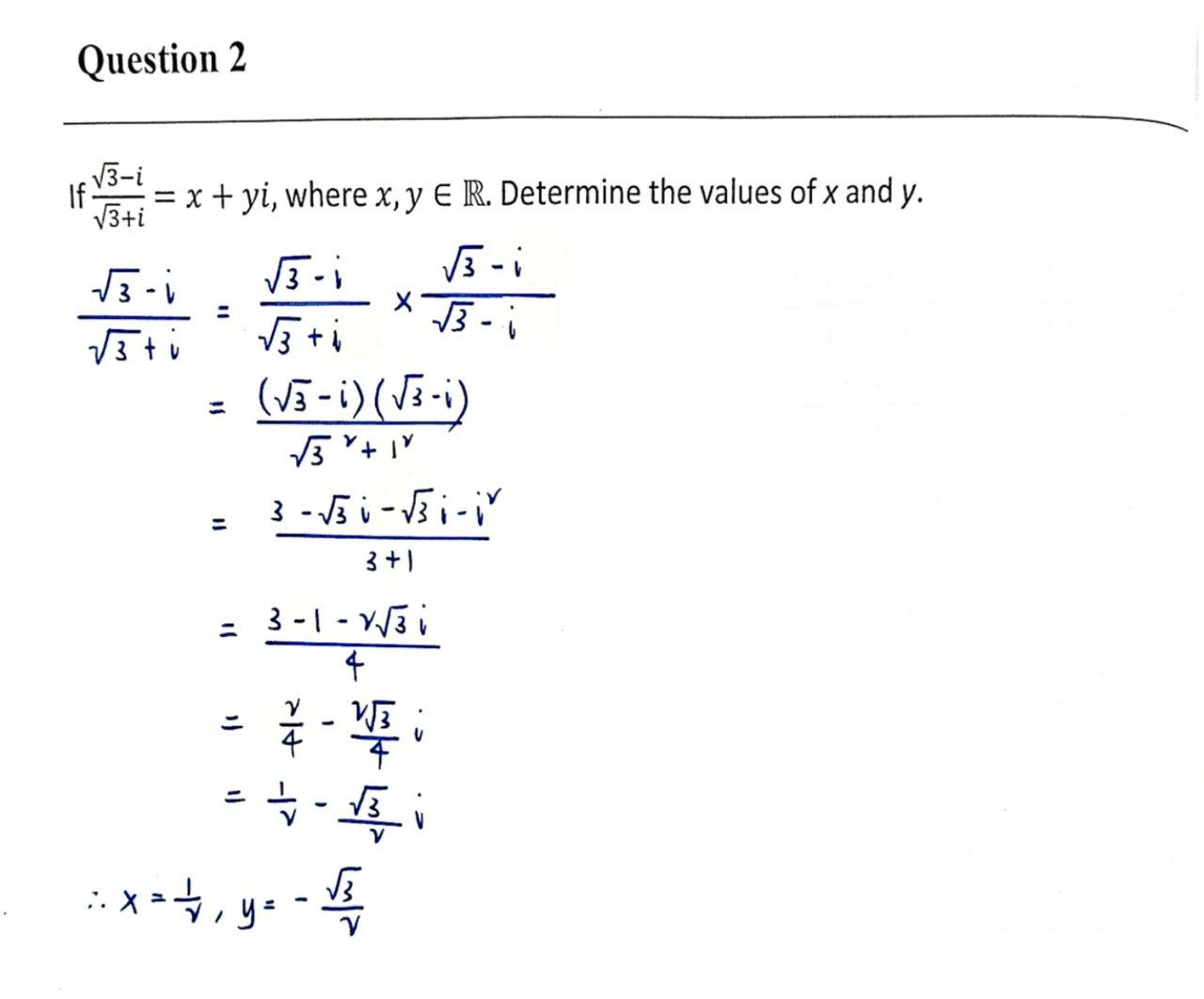 Complex Number In Cartesian Form