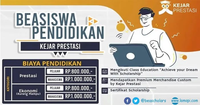 Pendaftaran Beasiswa Pendidikan Kejar Prestasi 2023 Untuk Pelajar Dan