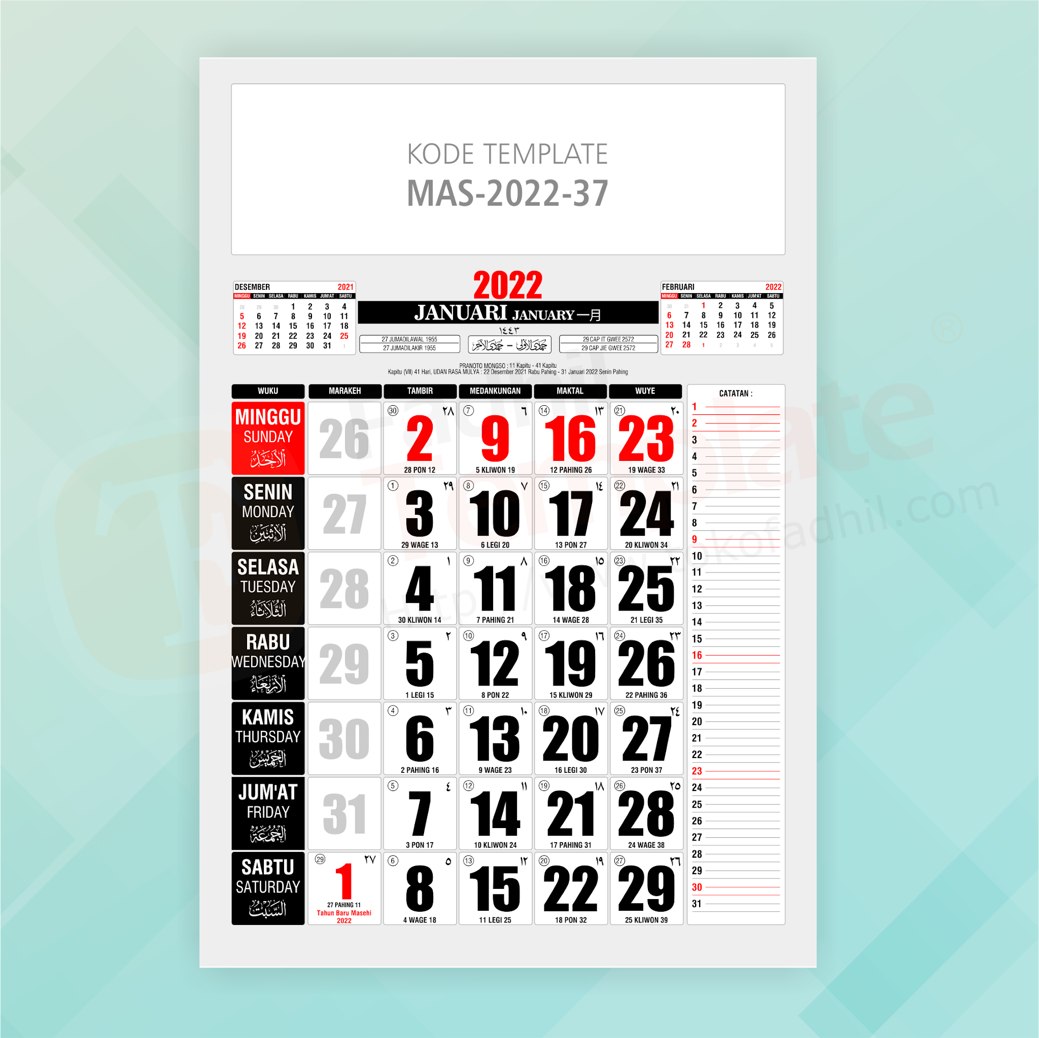 2022 Calendar Templates Free Desain Kalender Keren