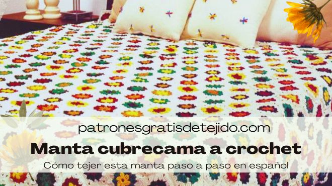 Manta Cubrecama Con Hexágonos Crochet