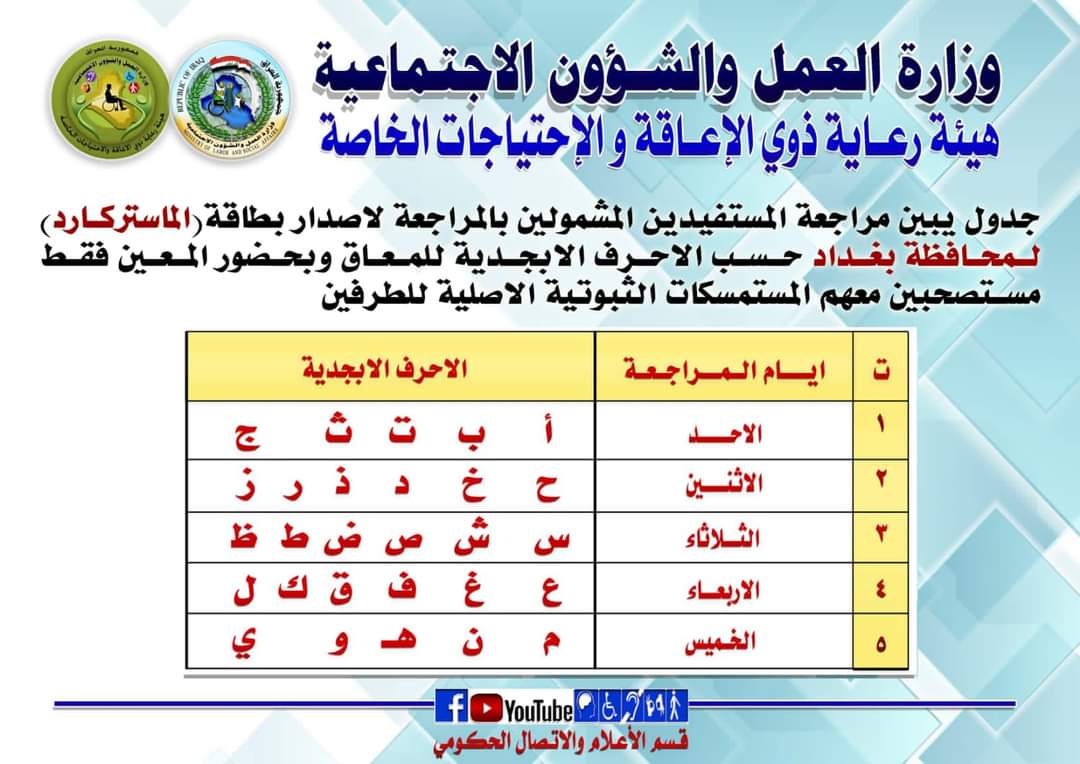 توضيح مهم من وزارة العمل والشؤون الاجتماعية ابراهيم مهدي