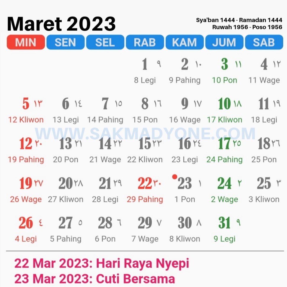 Kalender 2023 Lengkap Dengan Tanggal Merah Masehi Hij