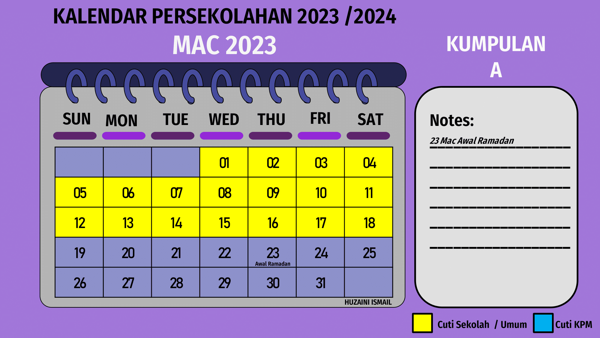 Kalendar Persekolahan Sesi 20232024 Kumpulan A